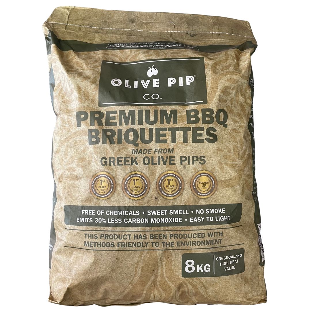 Olive Pip Co. Briquettes 8kg – Smoked Bbq Co